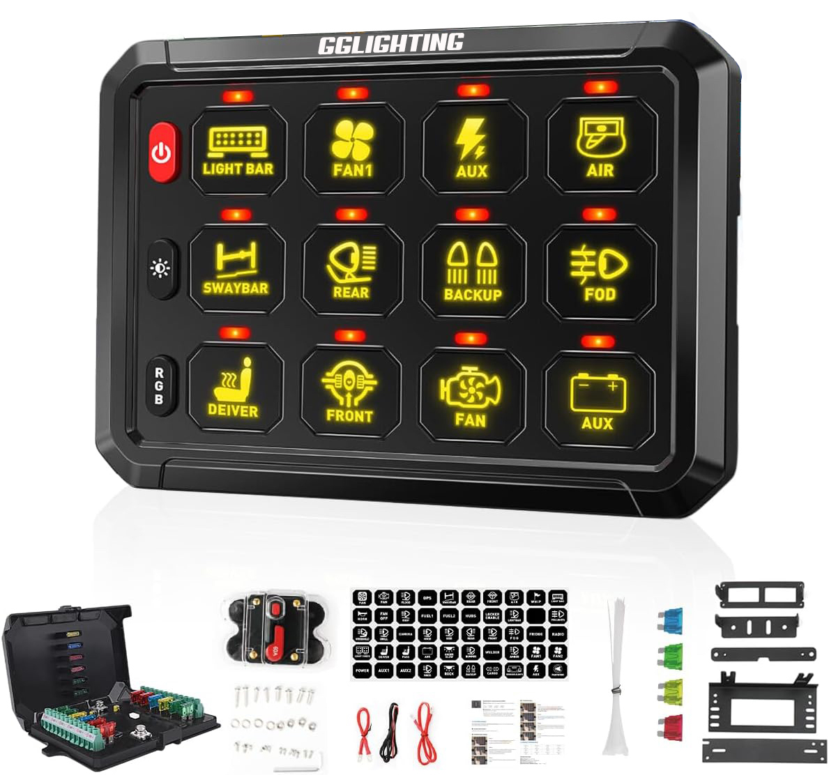12-Gang Switch Panel With RGB And Remote Control Bluetooth App – GGLighting
